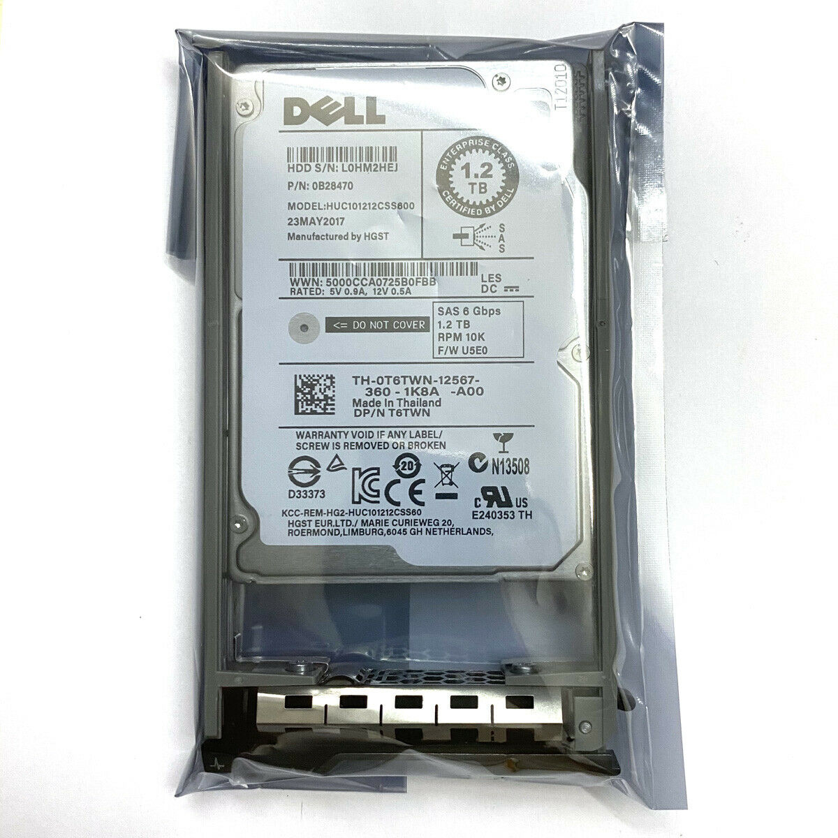 Dell 1.2TB 6G 10K 2.5" SAS 0T6TWN T6TWN HUC101212CSS600 HDD w/G176J